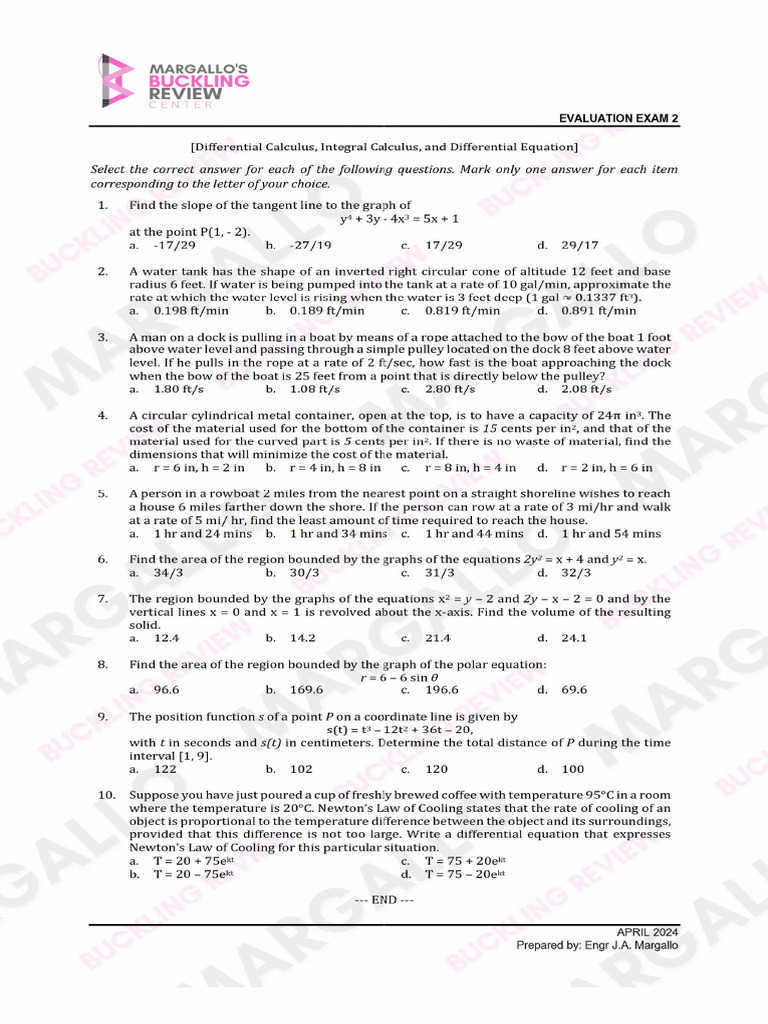 Eval Exam 2 - Calculus - Unlocked | PDF