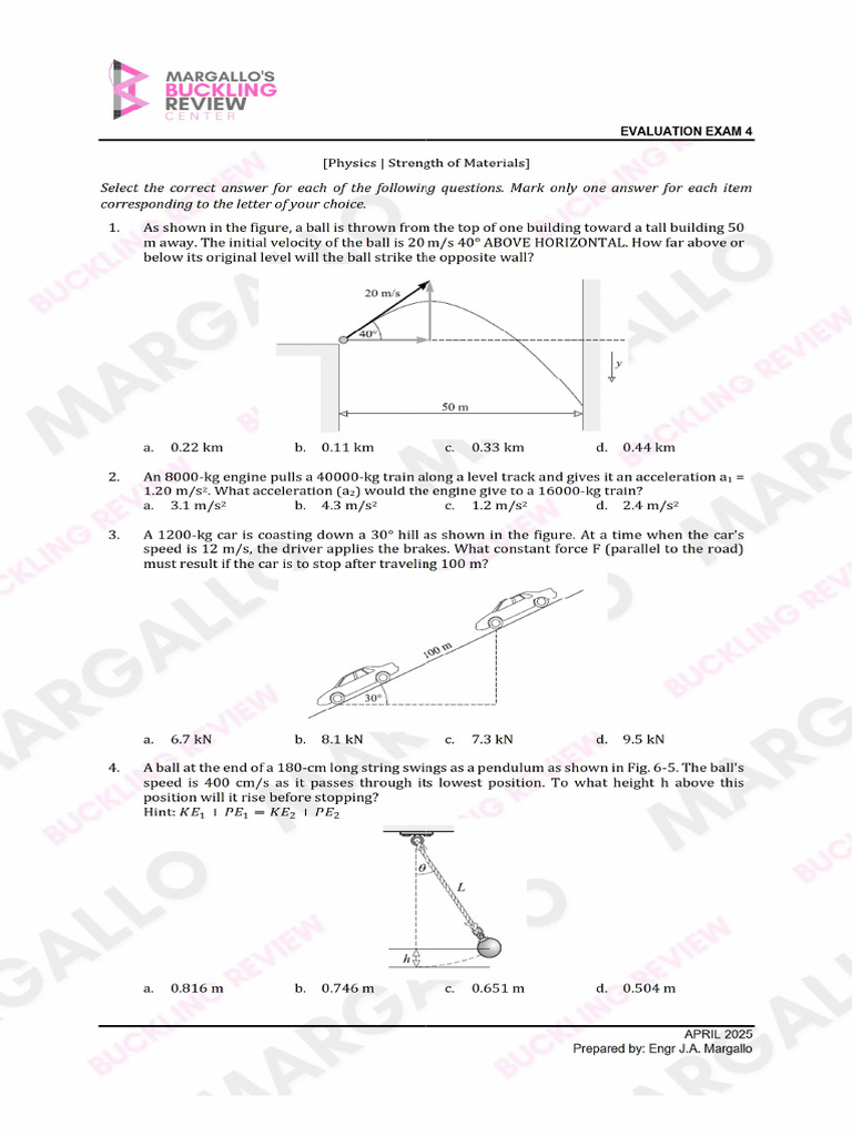 Eval Exam 4 - Physics and Strength - Unlocked | PDF