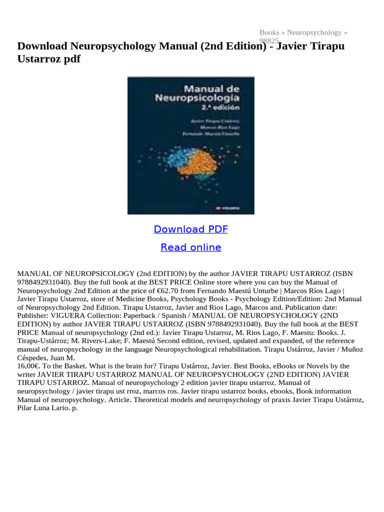 Manual of Neuropsychology (2nd Edition) | PDF