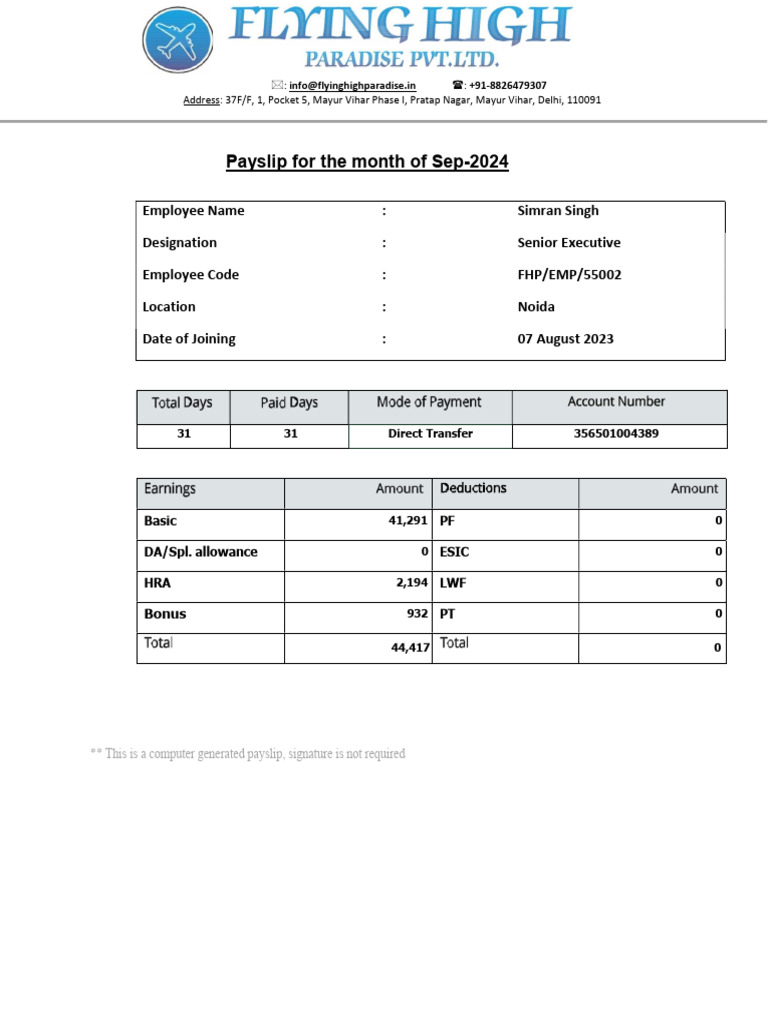 Payslip_Sep | PDF
