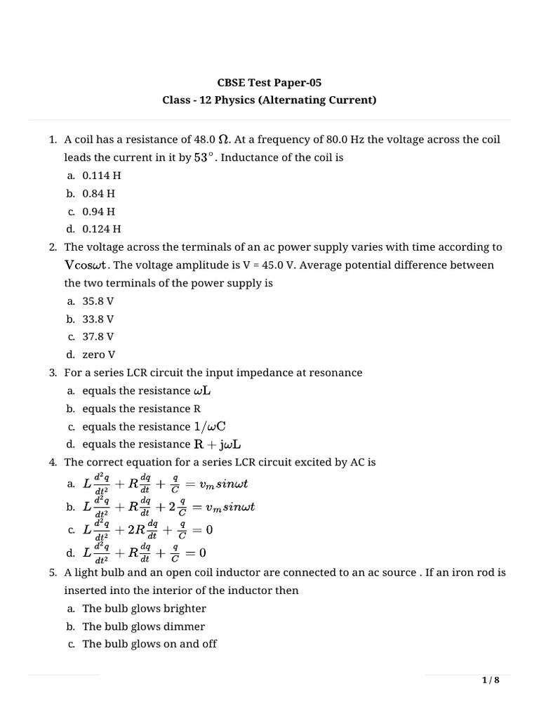 Alternatingcurrent paper 05 | PDF | Inductor | Electrical Impedance