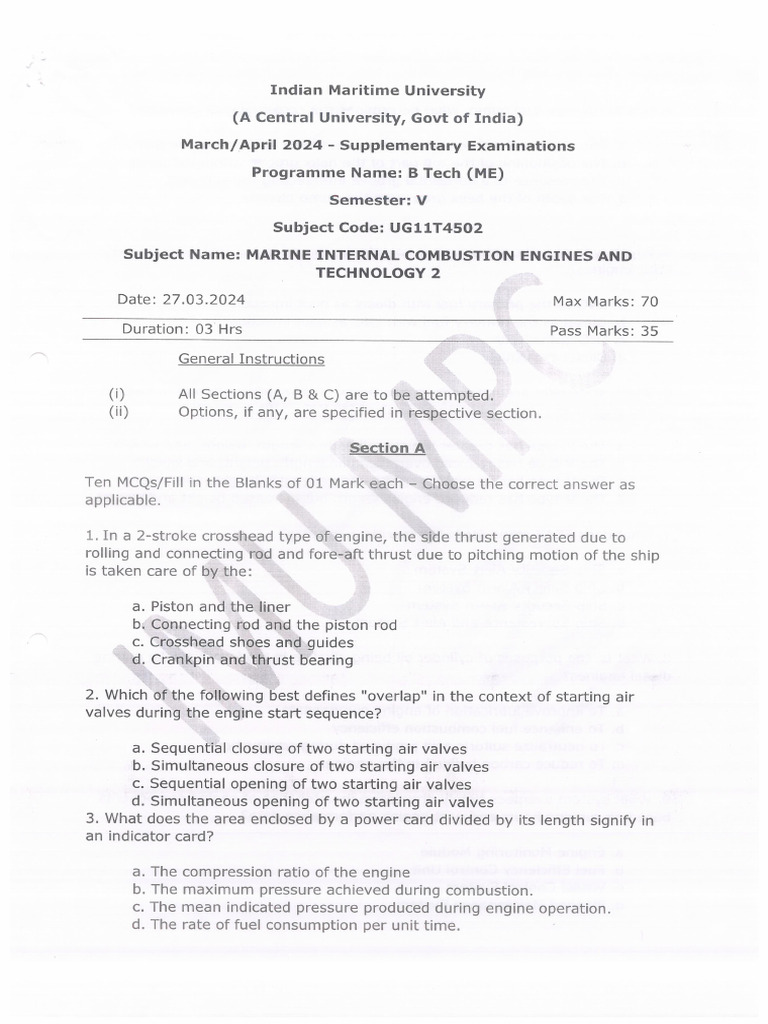Marine Internal Combustion Engines - V | PDF