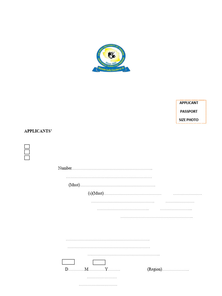 Undergraduate Application Form 2024 2025 | PDF