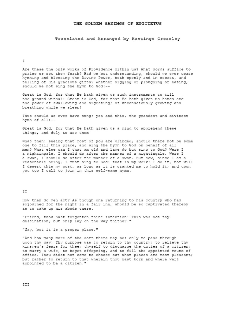 Epictetus - The Golden Sayings of Epictetus | PDF | Thou | Epictetus