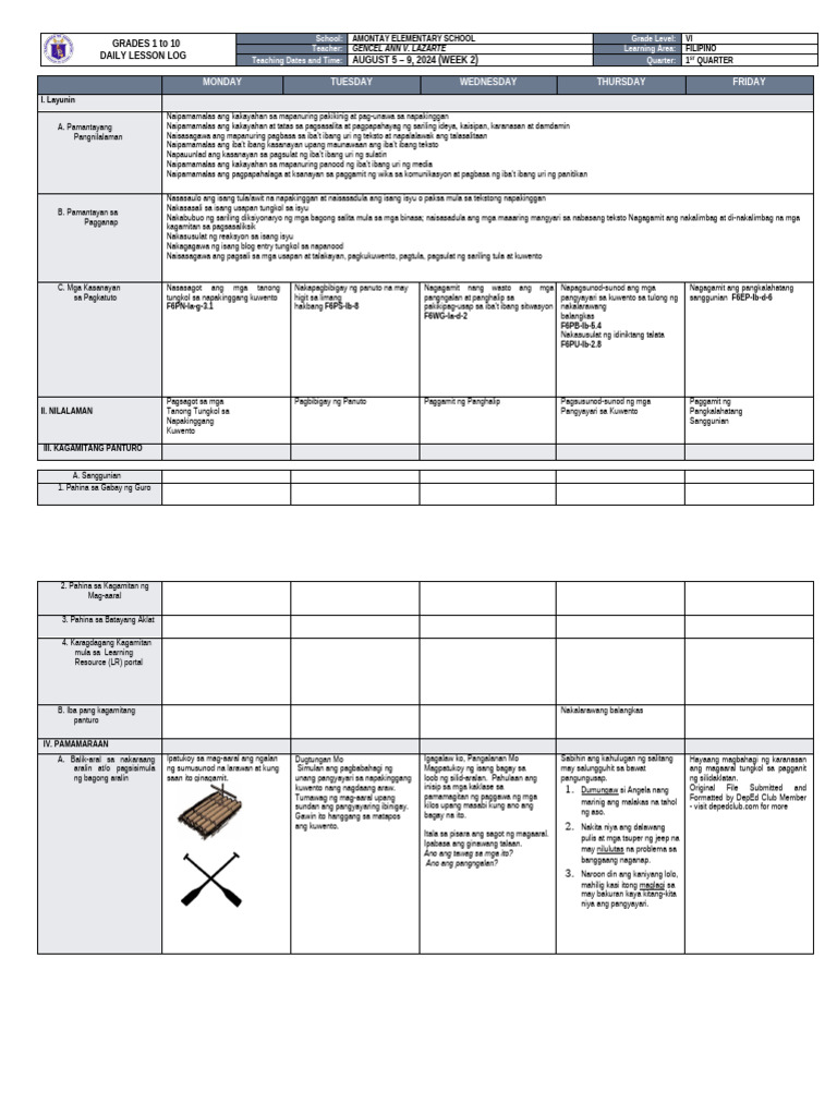 DLL_FILIPINO 6_Q1_W2 | PDF