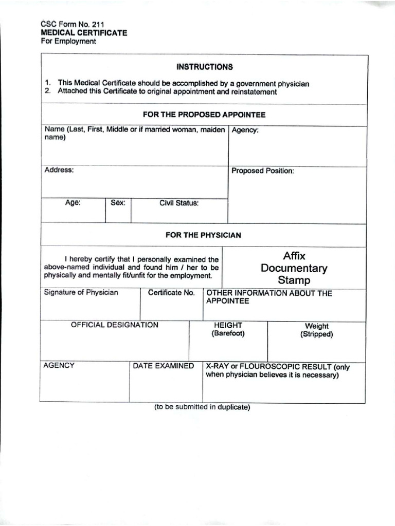 Medcert Form 211 | PDF