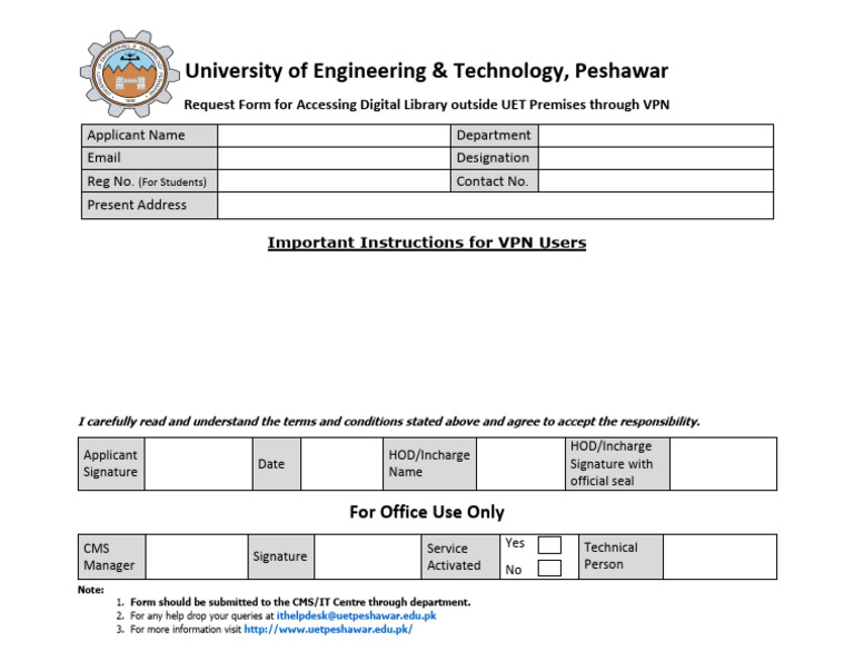 UET VPN Form | PDF