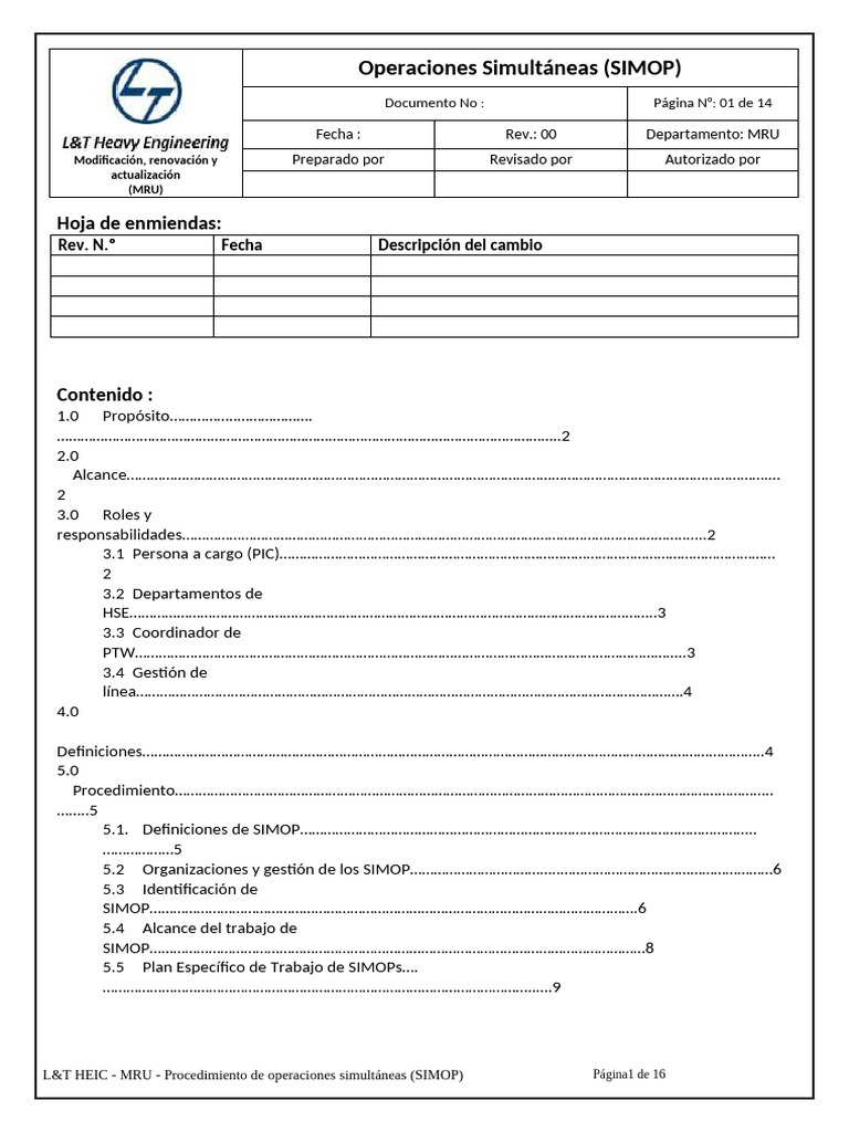 11 Procedimiento SIMOPs 11 | PDF | Evaluación de riesgos | Riesgo