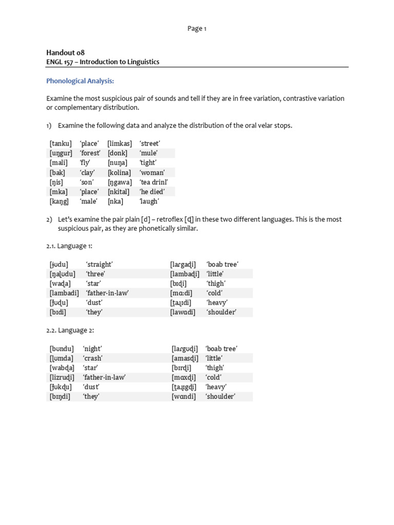 Linguistics Phonological Analysis | PDF
