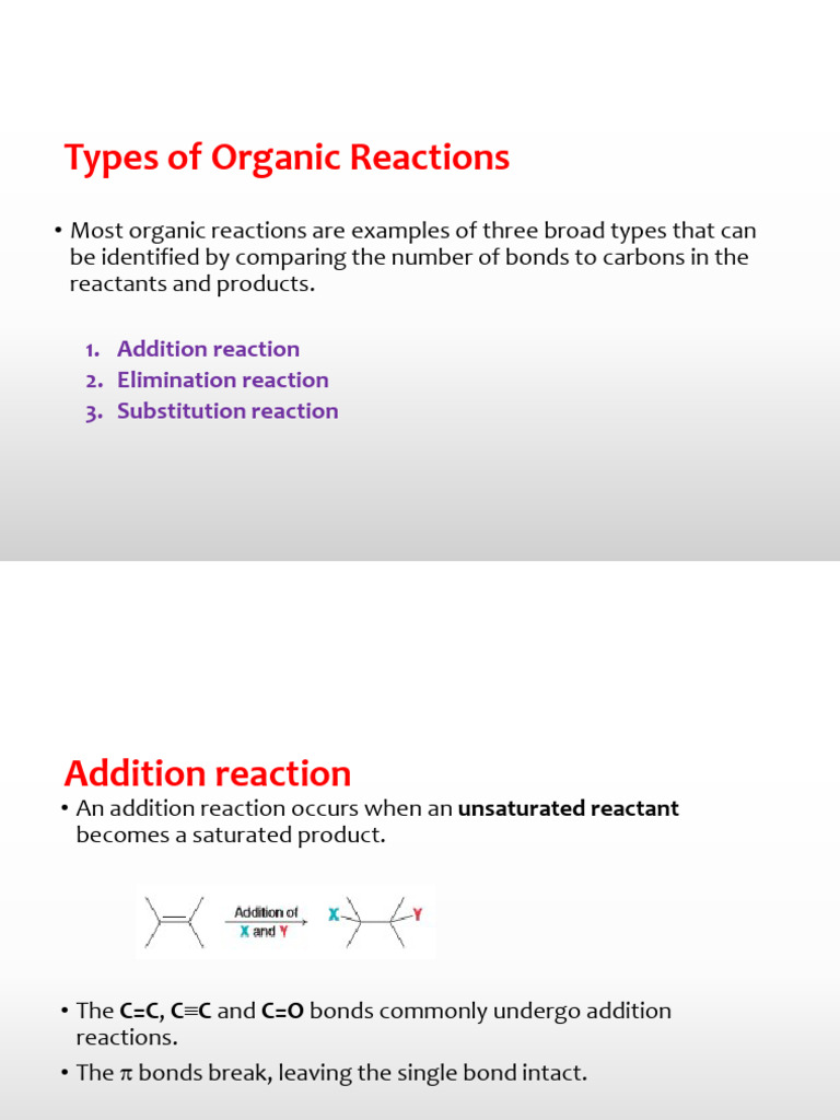 Reactions of Organic Compounds | PDF | Alkene | Chemical Reactions
