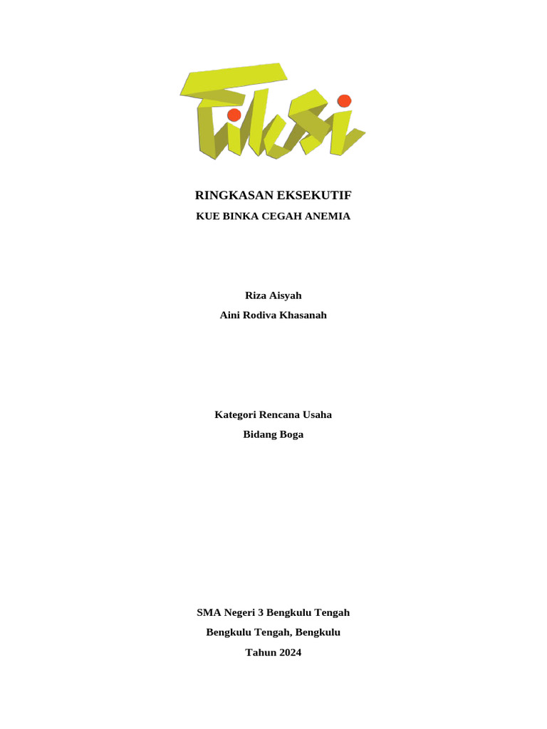 Proposal FIKSI Kue Binka 1 | PDF