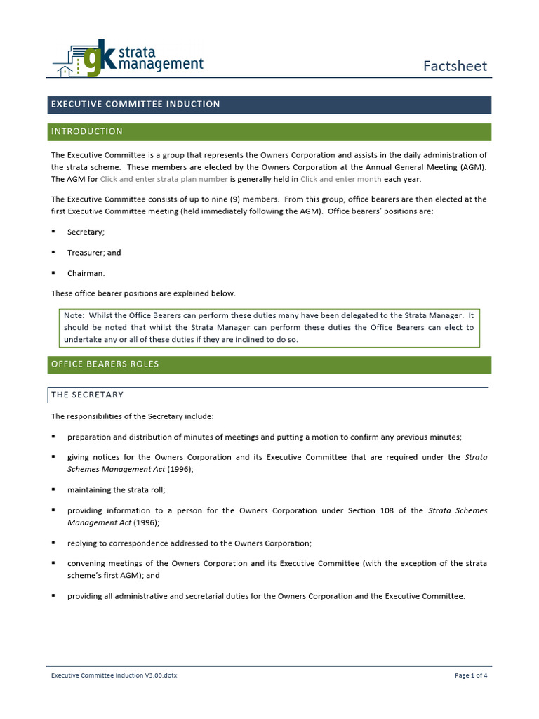 Executive Committee Induction | PDF | Committee | Business