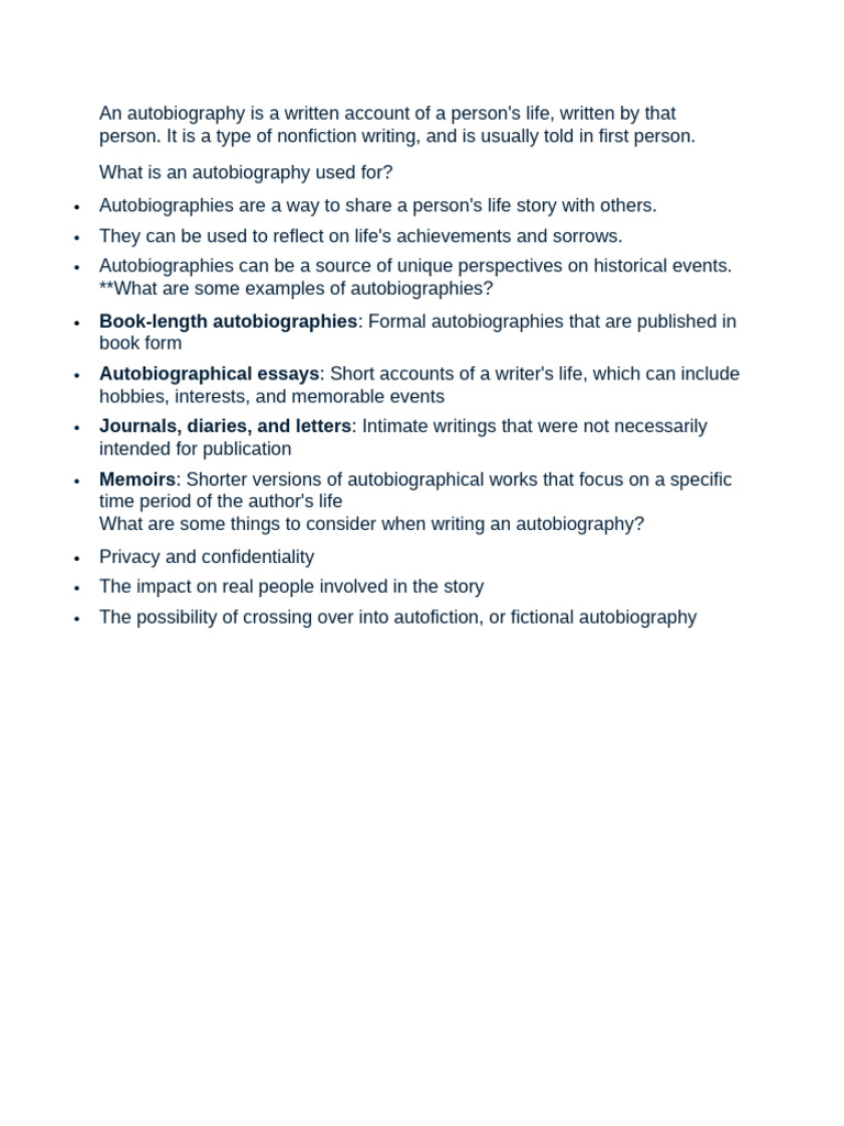 An autobiography is | PDF