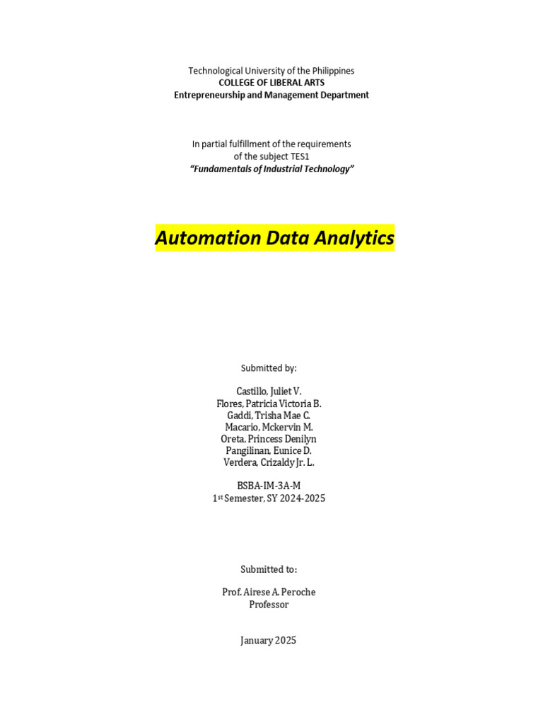 Automation in Data Analytics Overview | PDF | Machine Learning | Analytics