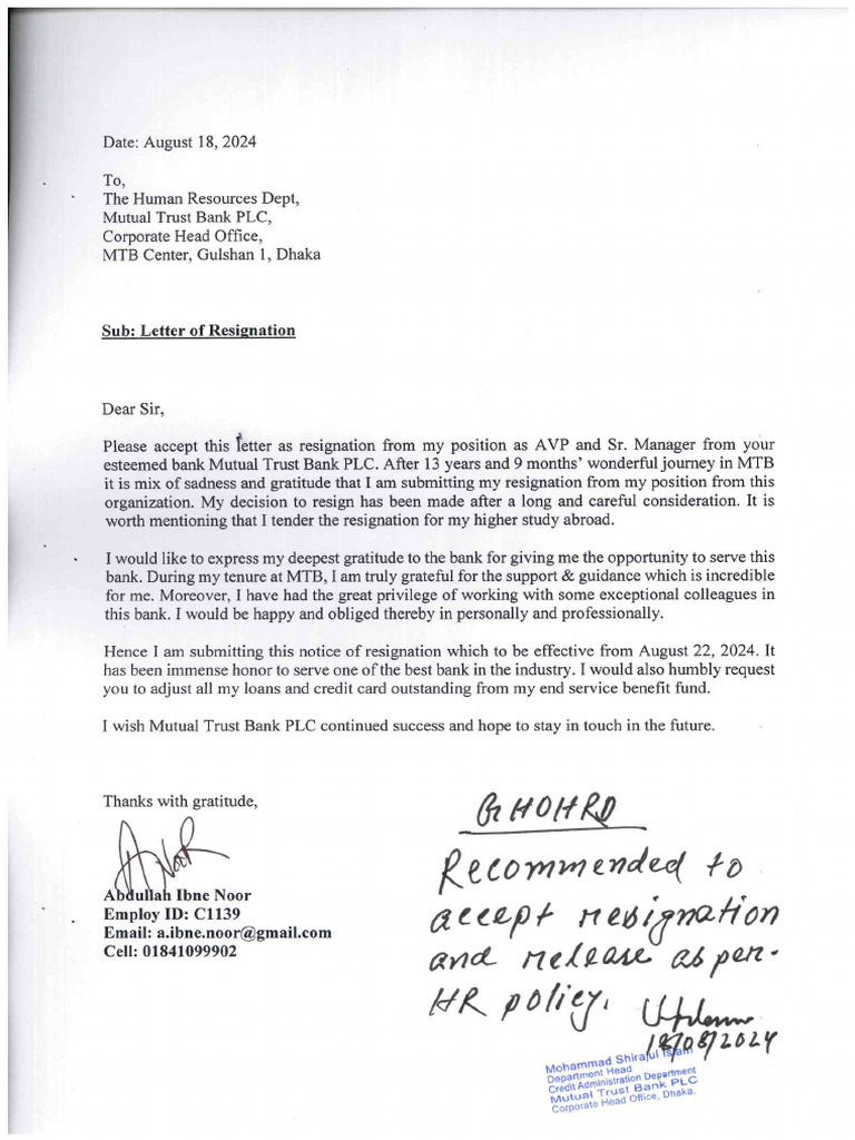 Resignation Format | PDF