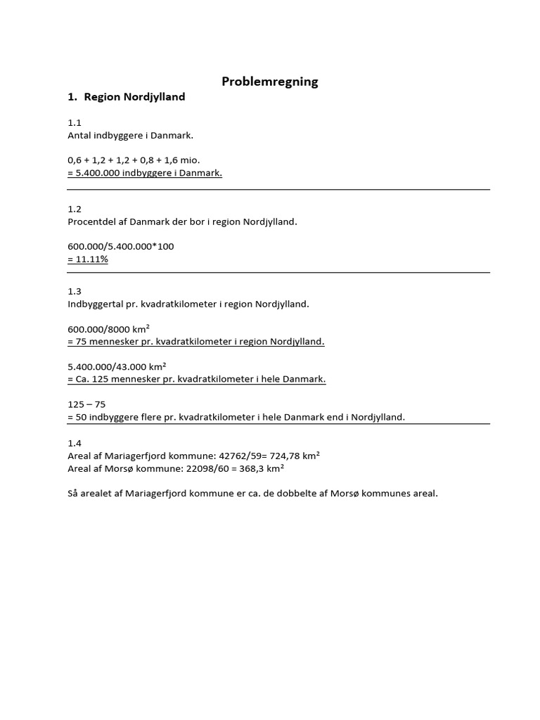 Problemregning Region Nordjylland | PDF