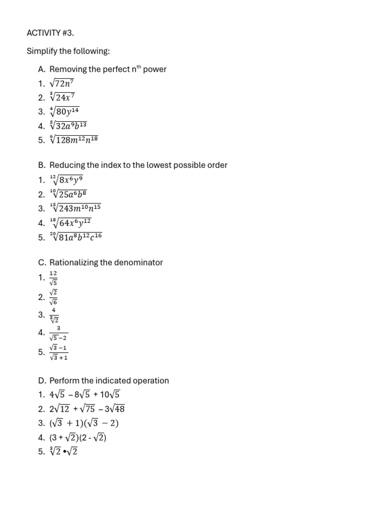 Simplifying Radicals | PDF