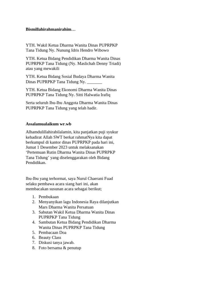 contoh teks MC | PDF