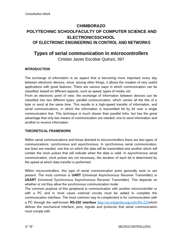 Types of Serial Communication | PDF | Computer Data | Information And ...