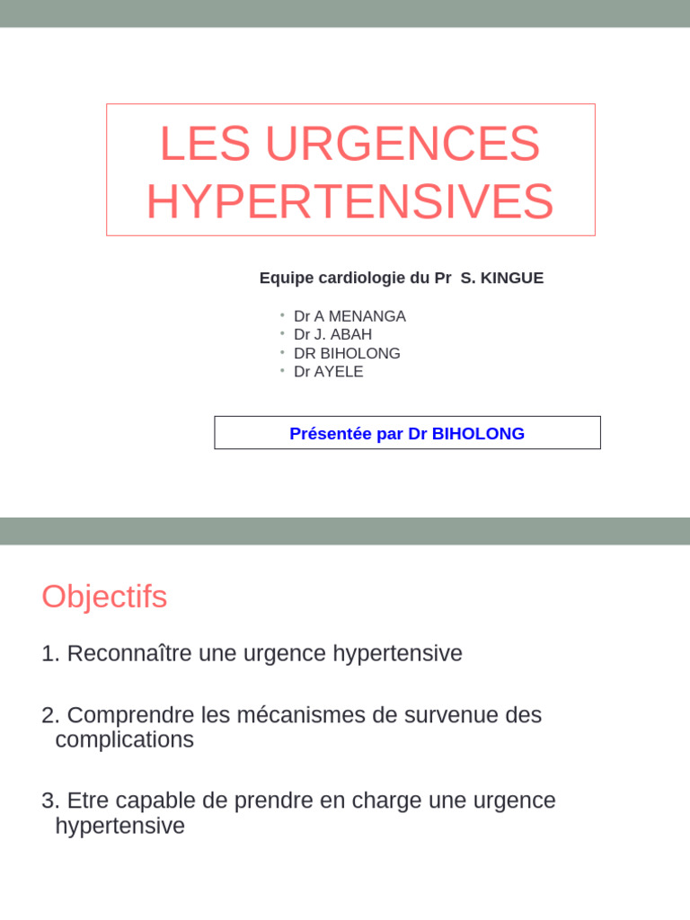 LES URGENCES HYPERTENSIVES Présentation | PDF | Accident vasculaire cérébral | Hypertension ...