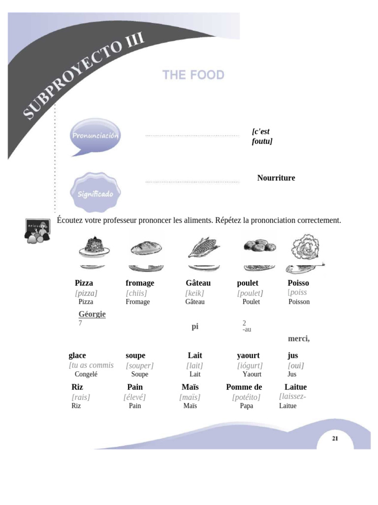 Vocabulaire de La Nourriture | PDF | Nourritures | Pomme de terre
