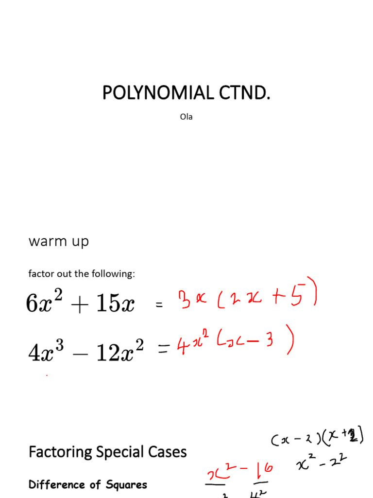 Polynomial Factoring Techniques | PDF
