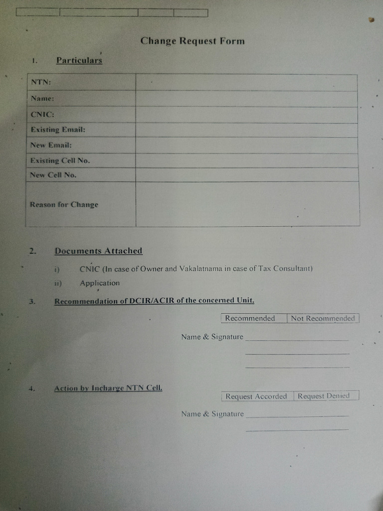 FBR Change Form | PDF