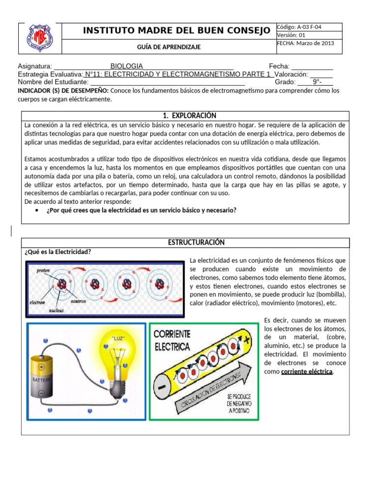 Guia N°11 Electricidad y Electromagnetismo Parte 1 | PDF | voltaje | Electricidad