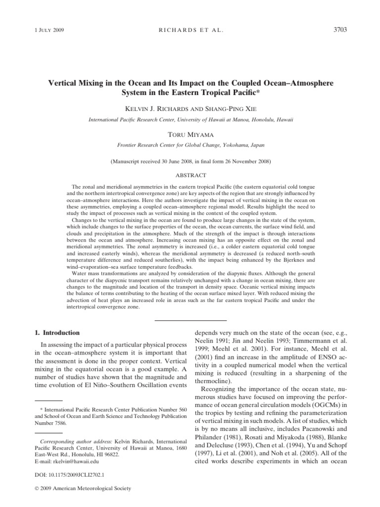 vertical mixing Ocean | PDF | Sea Surface Temperature | Oceans
