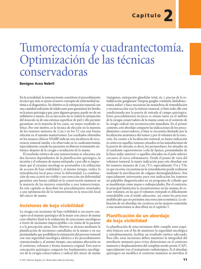 Cap. 2. Tumorectomía y Cuadrantectomía | PDF | Pecho | Cáncer