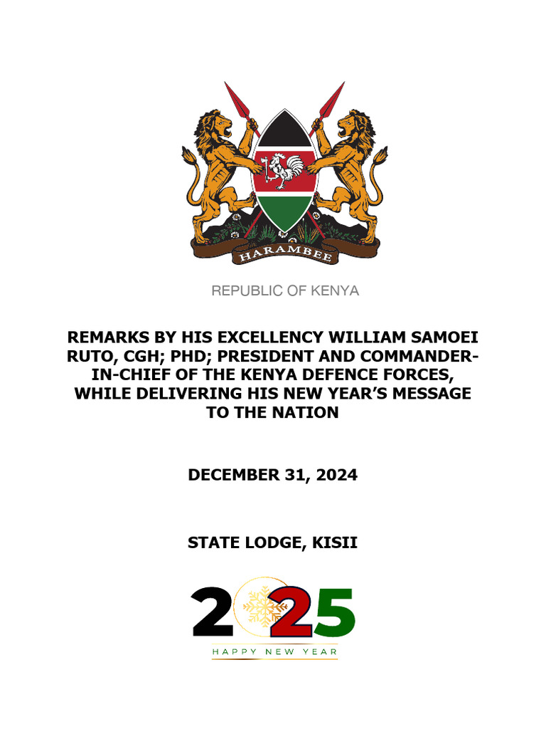 Remarks by His Excellency William Samoei Ruto, CGH PHD President and ...