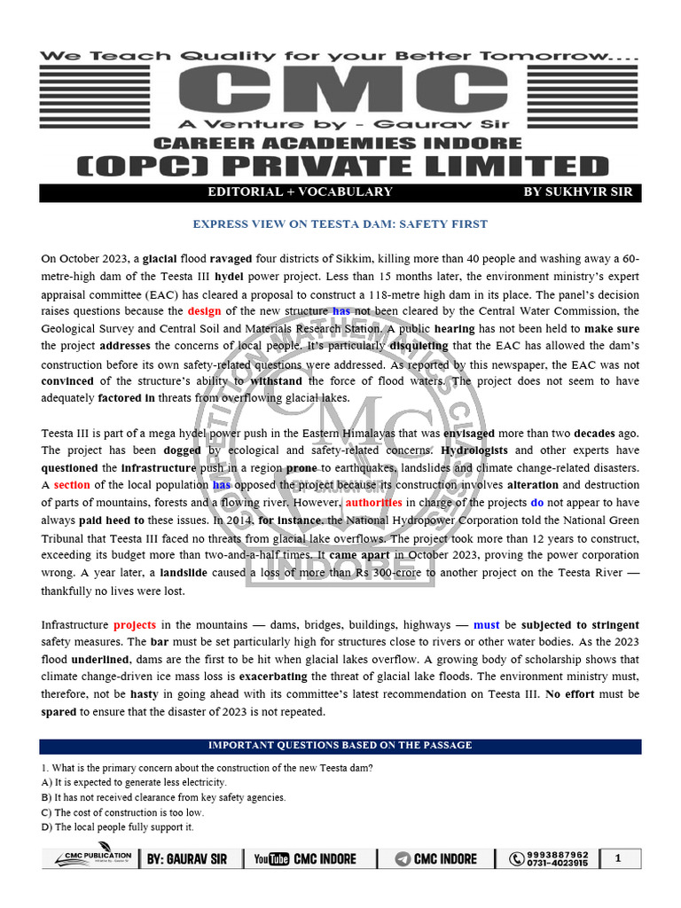 Editorial Vocabulary | PDF | Flood | Dam