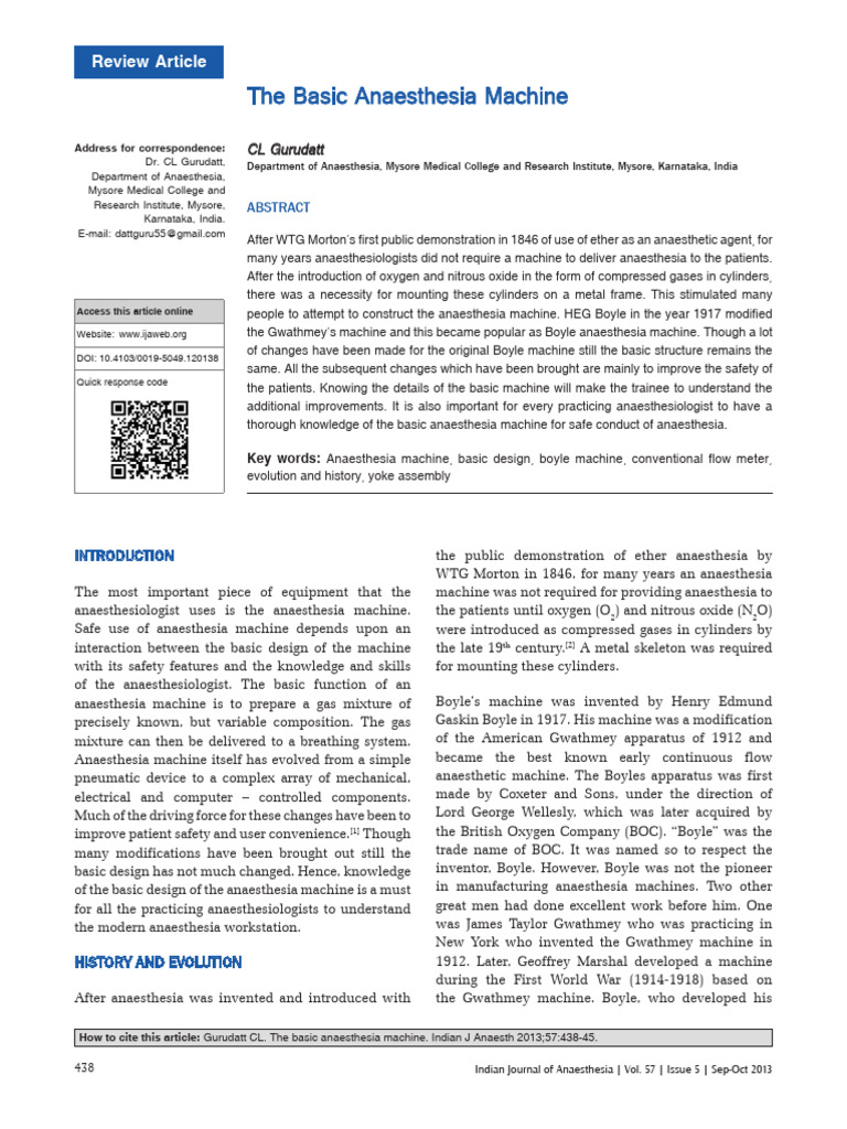 Overview of the Anaesthesia Machine | PDF | Valve | Flow Measurement