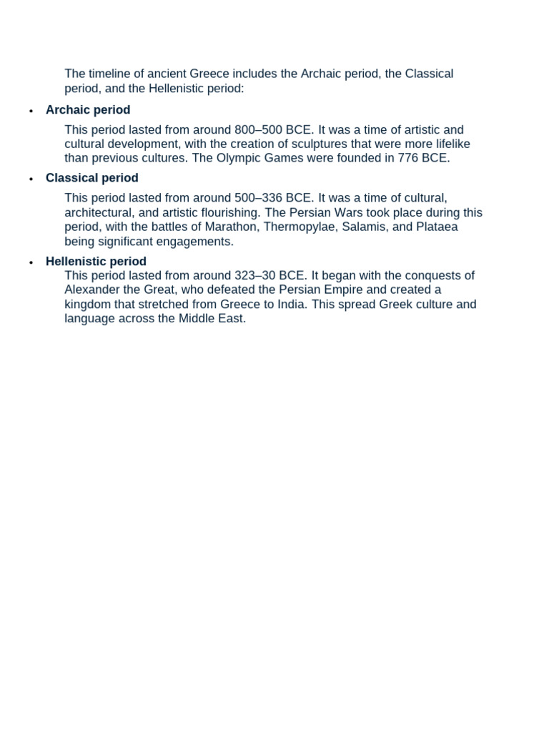 The Timeline of Ancient Greece Includes | PDF