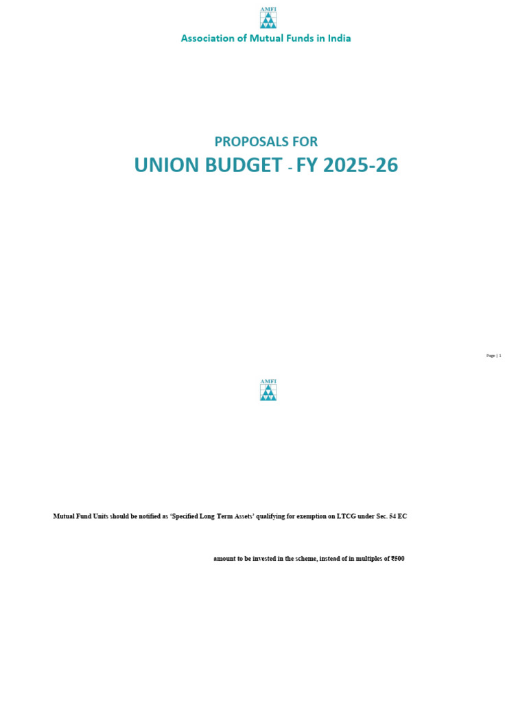 Proposals for FY 2025-26 Union Budget | PDF | Capital Gains Tax ...