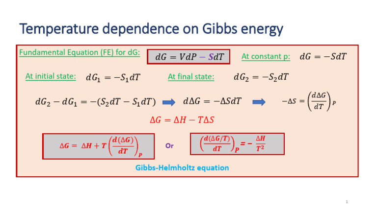 Gibbs Helmholtz Equation | PDF