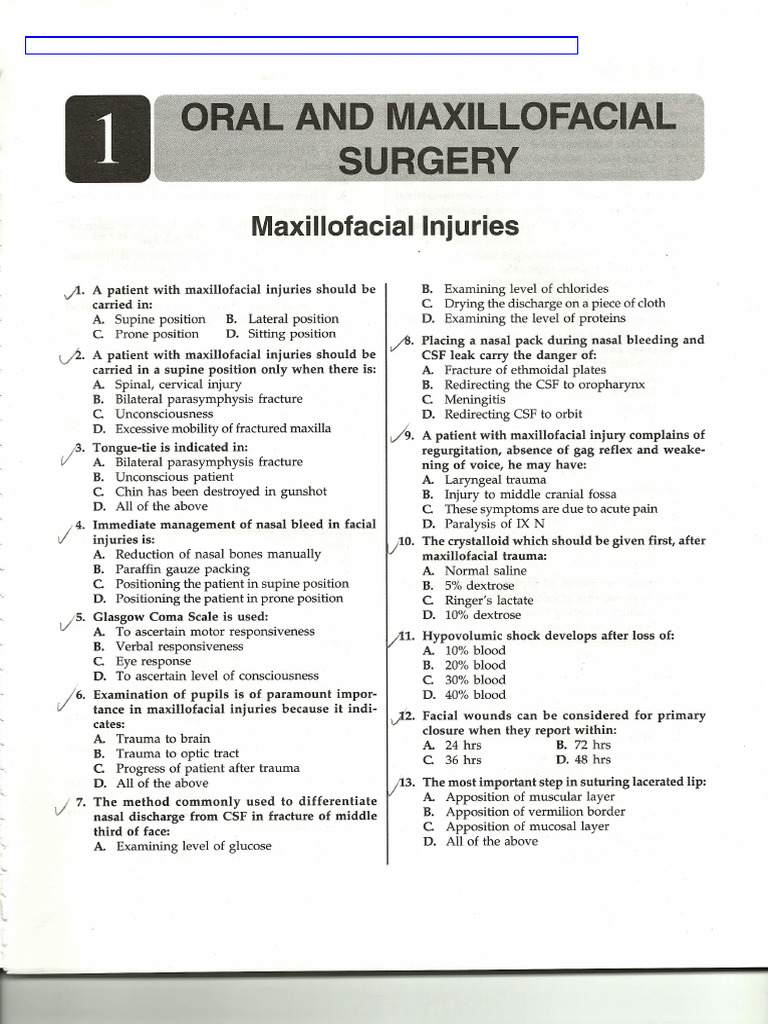 Bahatia's Mcq's Maxillofacial Surgery | PDF