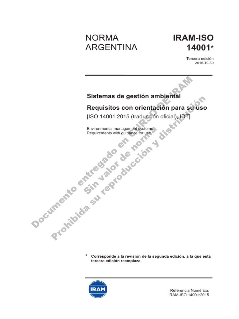 Iso 14001 2015 | PDF | Business | Regulación