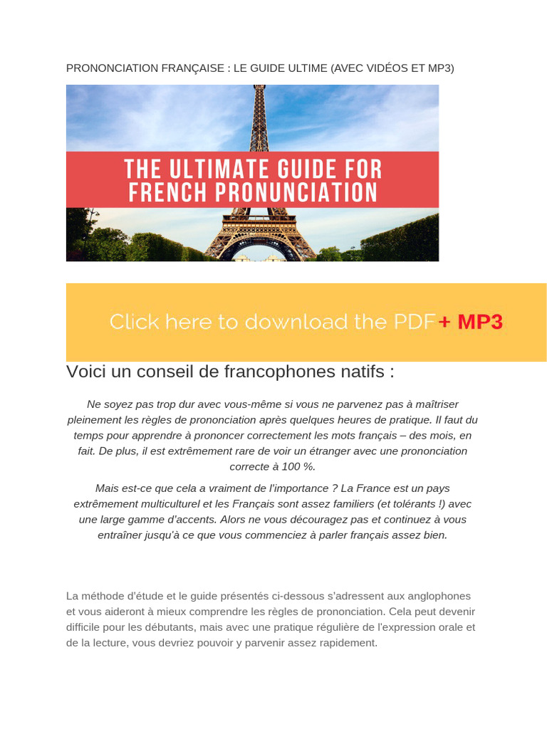 Guide Complet de Prononciation Française | PDF | Langue française ...