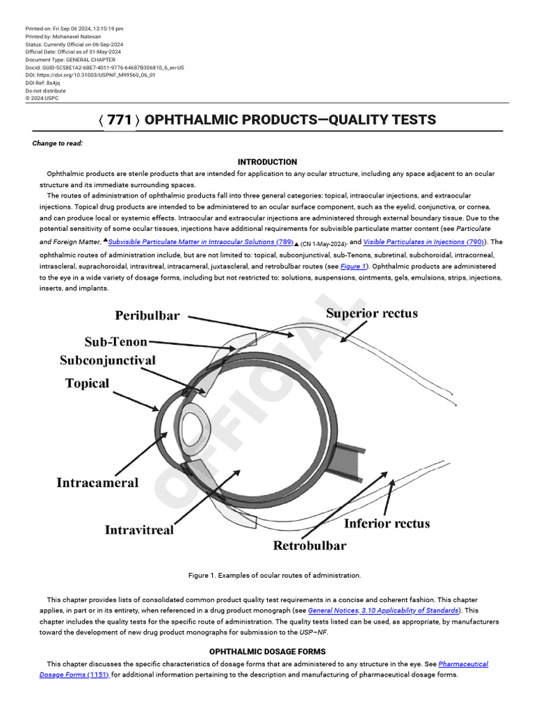 USP-NF 771 Ophthalmic Products-Quality Tests | PDF | Topical Medication ...
