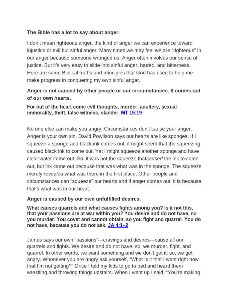 The Bible has a lot to say about anger | PDF | Anger | Sin