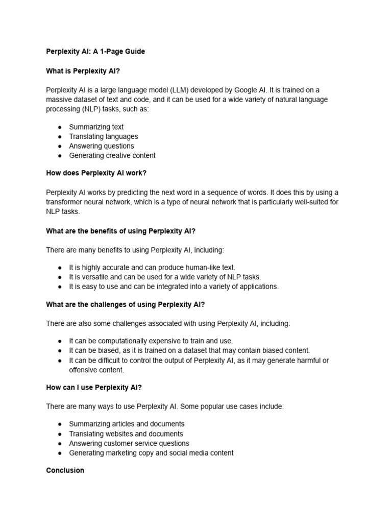 Perplexity AI - A 1-Page Guide | PDF