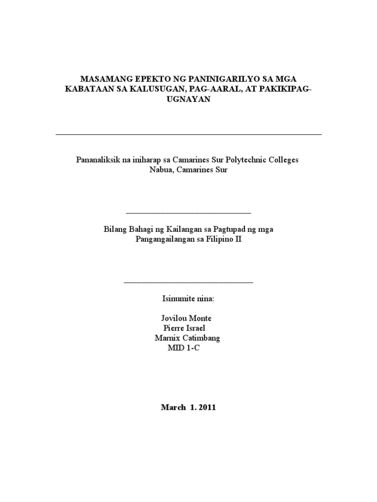 Baby Thesis in Filipino | PDF