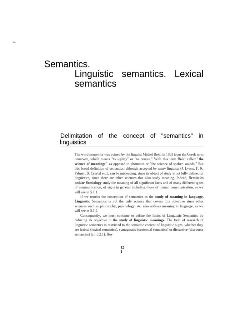 The linguistic semantics | PDF | Semantics | Linguistics