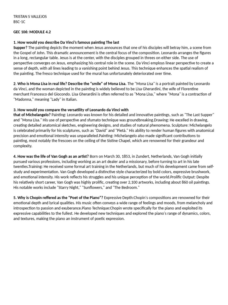 MODULE 4.2 | PDF | Leonardo Da Vinci | Paintings