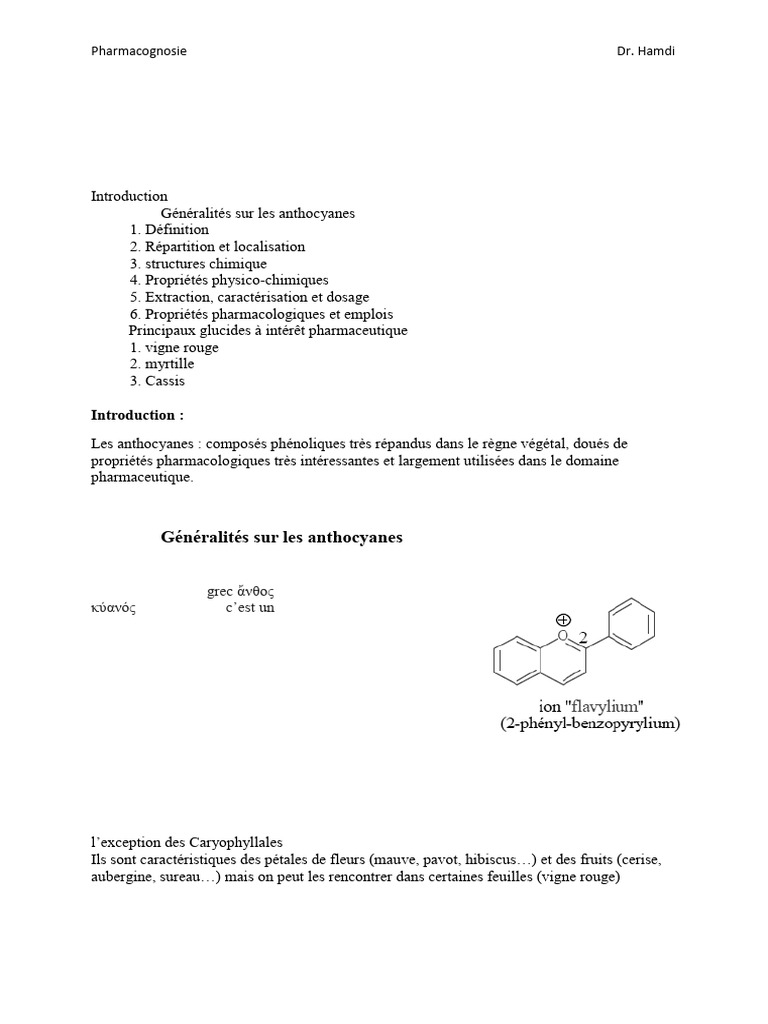 Anthocyanes : Propriétés et Applications | PDF