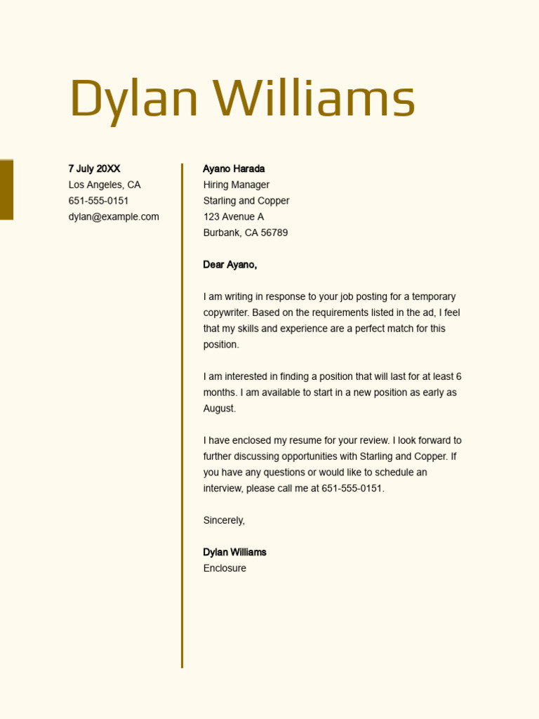 Resume cover letter for temporary position.docx | PDF