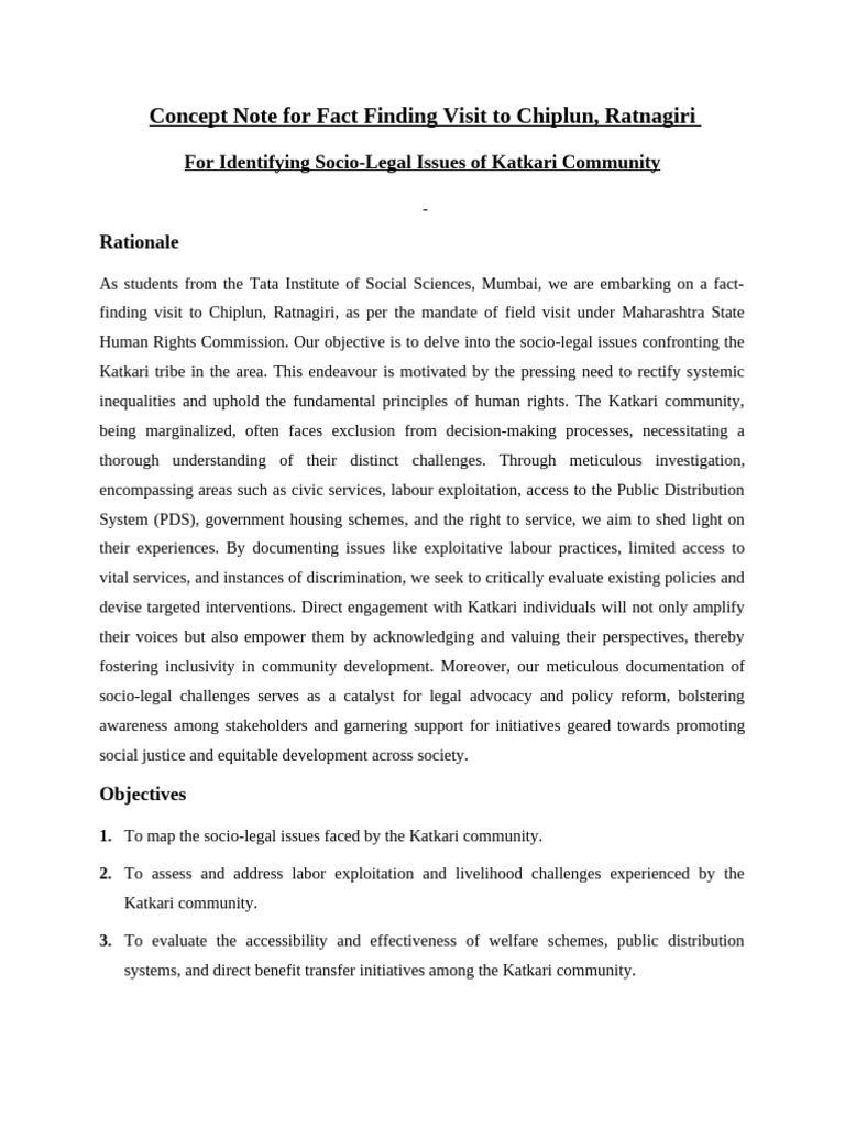Concept Note For Fact Finding Visit To Chiplun | PDF | Qualitative ...