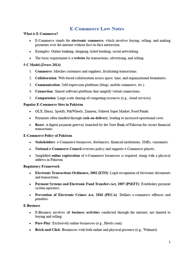E-commerce law notes | PDF | E Commerce