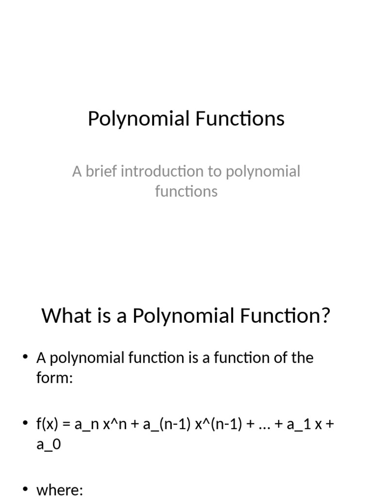 Intro to Polynomial Functions | PDF